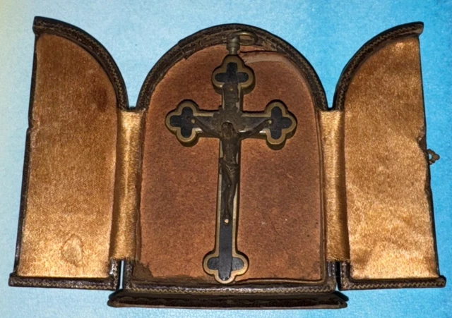 NUNS ANTIQUE CRUCIFIX RELIQUARY W/3 1st CLASS RELICS ST. PIUS X ST ...