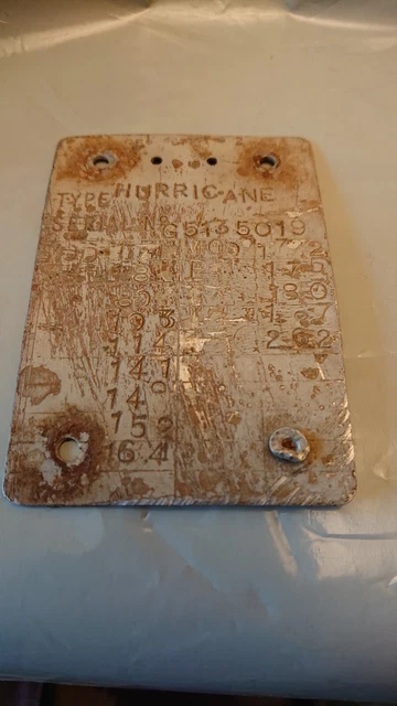 WW2 RAF HAWKER Hurricane Data Plate £275.00 - PicClick UK
