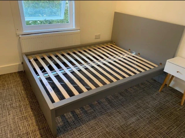 IKEA MALM DOUBLE Bed Frame Grey £47.50 - PicClick UK