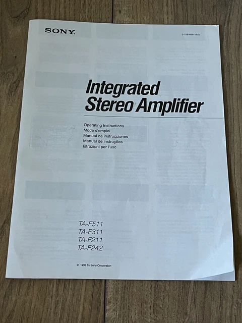 SONY INTEGRATED STEREO Amp TA-F511 TA-F311 TA-F211 TA-F242 Operating ...