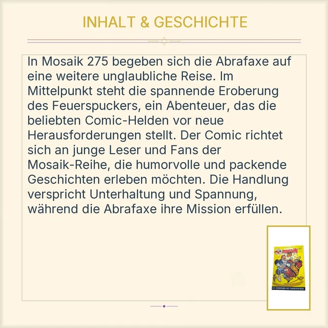 MOSAIK 275 ABRAFAXE Feuerspucker Comic Taschenbuch Deutsch Verlag Neues ...