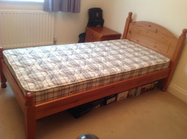 LOW FOOT END Bed, Solid Pine Bed with Mattress £52.68 - PicClick UK