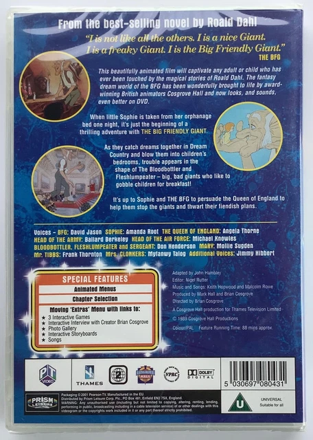 ROALD DAHL’S THE BFG (DVD) (1989) (R2, U cert) ANIMATED (David Jason ...