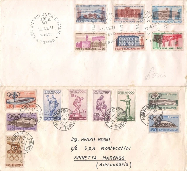 ITALIA 2 FDC 1960/61 - Buste Olimpiadi Roma + Centenario Unità d'Italia ...