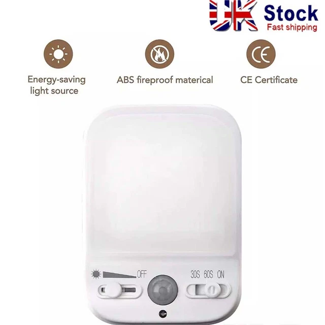 PLUG IN PIR Motion Sensor Hallway Plug Socket LED Home Safe Night Light ...
