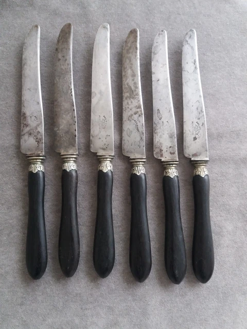 LOT DE SIX couteaux de table anciens à manche d'ébène EUR 58,00 ...
