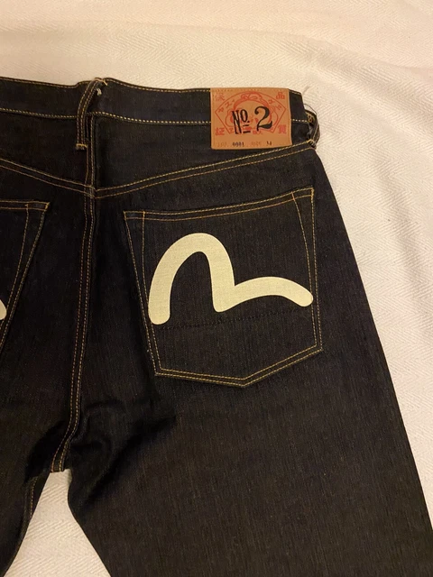 RARE EVISU JEANS Lot 0001 No.2 Selvedge Denim 34 Waist 34 Inside Leg Loose Fit £92.00 - PicClick UK