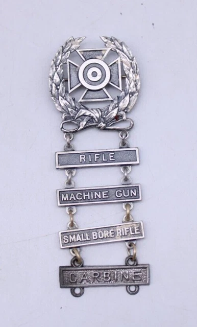 WW2 STERLING SILVER Us Rifle/Machine Gun/Small Bore Rifle/Carbine Badge ...