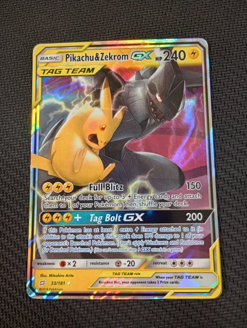 PIKACHU & ZEKROM GX Tag Team - Pokémon TCG Team Up 33/181 Ultra Rare ...