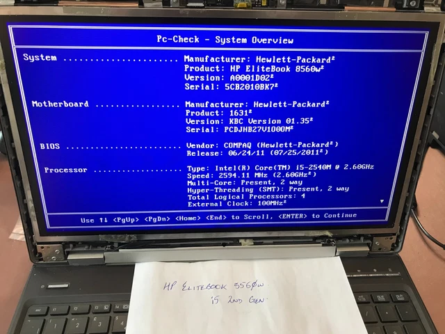 HP ELITEBOOK 8560W Motherboard 652637-001 TEST RESULTS SHOWN WORKING ...