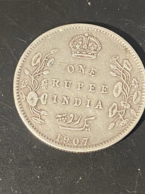 1907 BRITISH-INDIA ONE Rupee World Silver Coin .917 - King Edward Vii ...