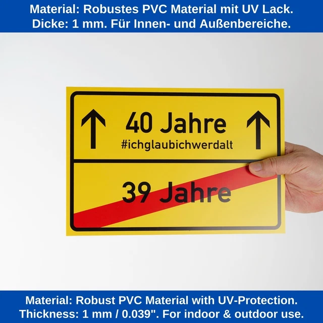 ORTSSCHILD ZUM 40.GEBURTSTAG Happy Birthday Schild Geburtstag Deko ...
