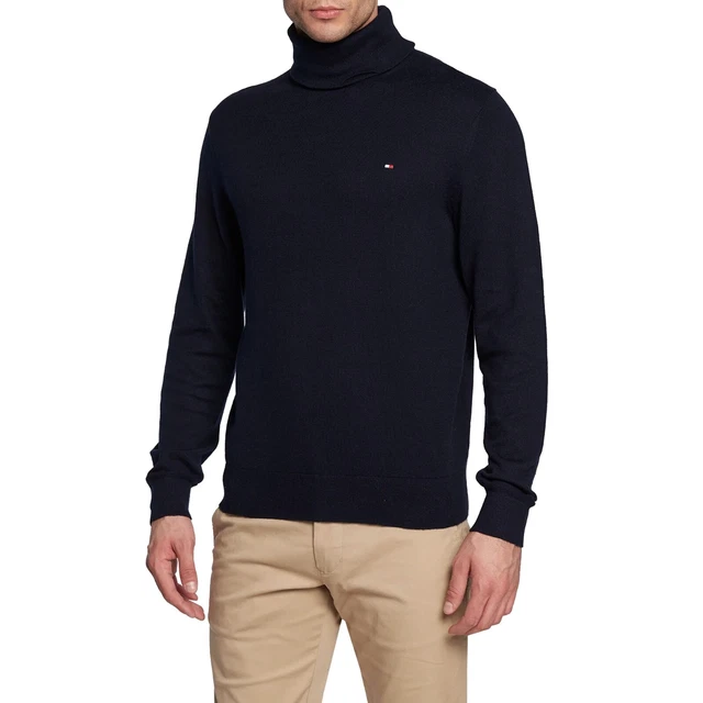 TOMMY HILFIGER ROLLKRAGENPULLOVER PIMA CASHMERE ROLL NECK Dunkel blau L ...