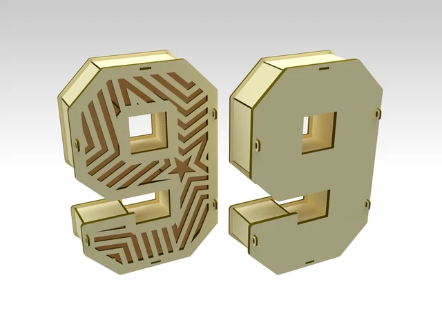 CAD DESIGNS OF 3D Numbers Gift Boxes for Laser Cut and CNC Router $14. ...