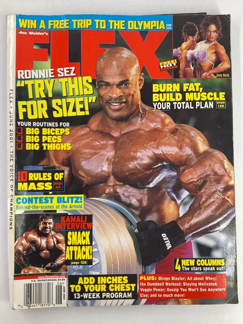 FLEX MAGAZINE JUNE 2001 Vol 19 #4 Ronnie Coleman & King Kamali w Poster ...