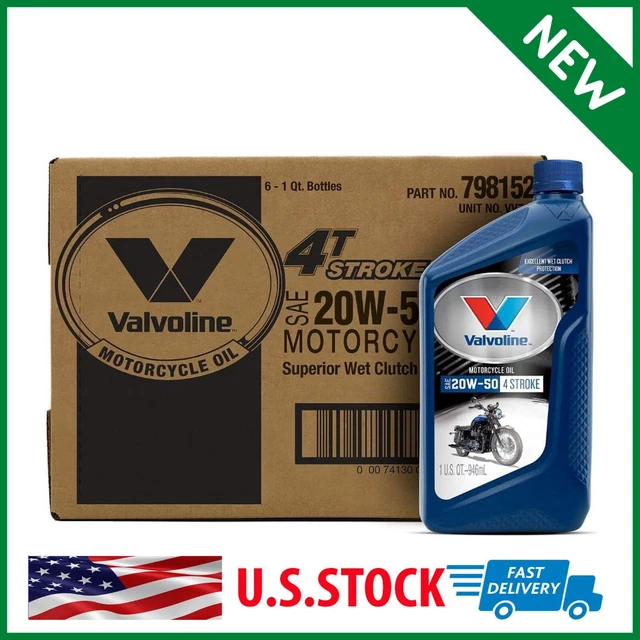 VALVOLINE 4-STROKE MOTORCYCLE Full Synthetic SAE 20W-50 Motor Oil 1 QT ...