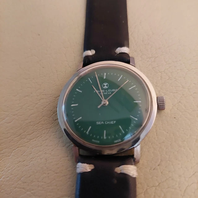 VINTAGE FAVRE LEUBA Geneve Sea Chief Manual Wind Watch-Beautiful Swiss ...