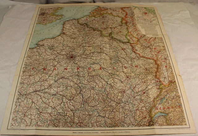 OLD COLORED MAP / folding map of FRANCE with Antwerp and surroundings £ ...