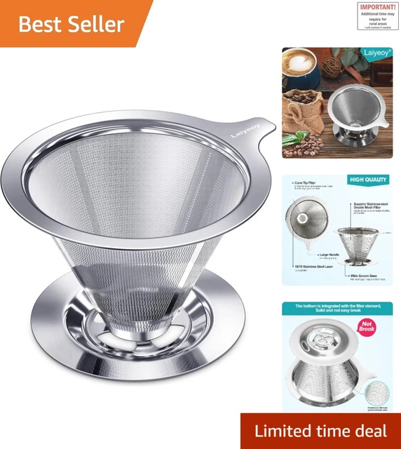 STAINLESS STEEL POUR Over Coffee Dripper - Double Mesh Eco-Friendly ...
