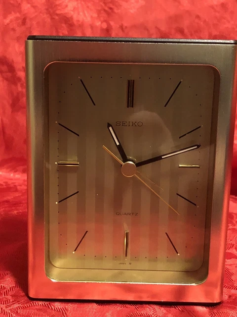 VINTAGE SEIKO QP111G Clock Quartz Alarm Metal Frame Glass Lens (Japan ...
