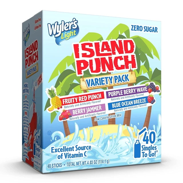 WYLER'S LIGHT ISLAND Punch Singles to Go, Variety Pack, Fruity Red ...