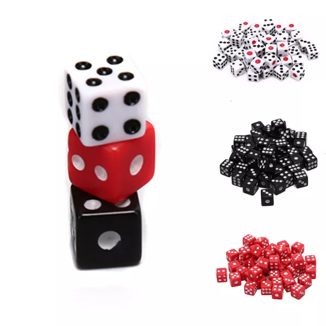 50PCS DICES GAMING Dice Standard Six Sided Dice Birthday Parties Board ...