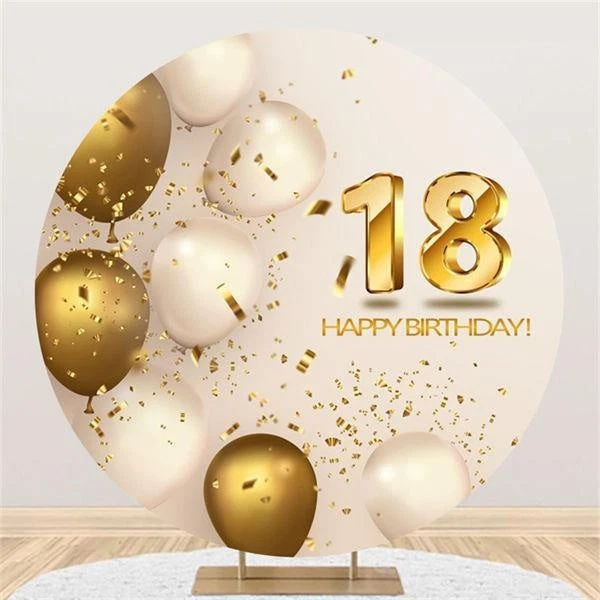 CIRCLE GLITTER BALLOONS 18th Happy Birthday Backdrop $38.01 - PicClick AU