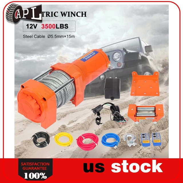 1X ELECTRIC WINCH 3500lb 1Pcs Steel Cable 12V Truck Trailer Tow 4WD Off ...