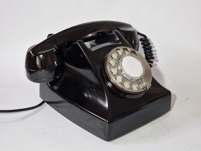 1950'S BLACK BAKELITE Rotary Dial Telephone Converted Plug & Play £50. ...