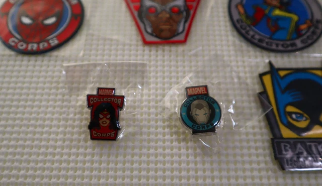 9 FUNKO PATCHES and pins: Spider-man,Iron Man,Falcon,Ms Marvel,Batgirl ...
