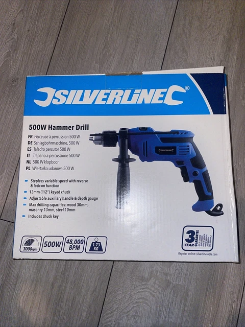 SILVERLINE HAMMER DRILL 500W Variable Speed Electric Impact Warranty ...