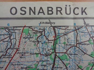 WW2 RAF / Army map of GERMAN / DUTCH BORDER entitled "OSNABRUCK ...
