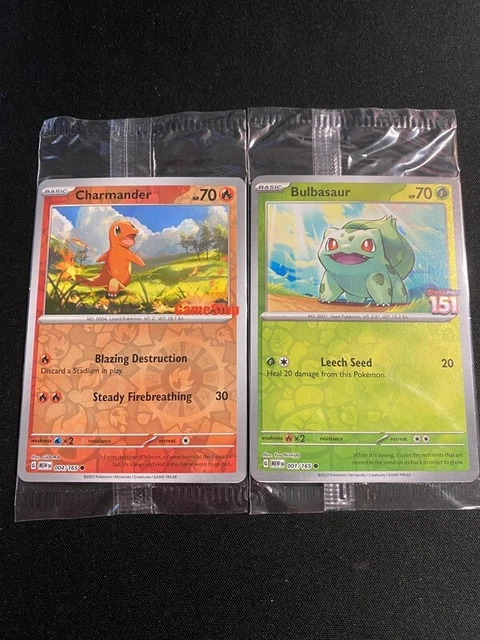 BULBASAUR 001/165 REVERSE + Charmander004/165 reverse Promo pokemon 151 ...