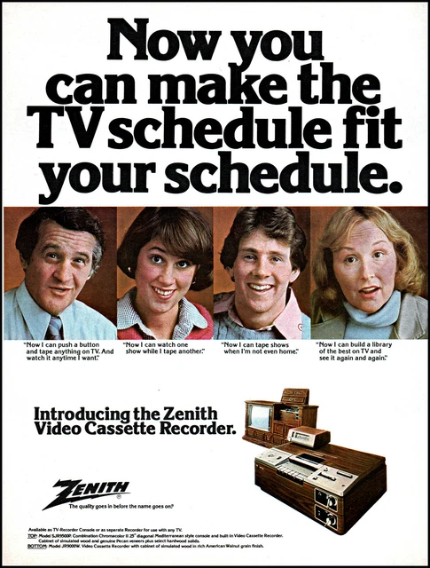 1977 ZENITH VHS Recorder TV-Console combo your schedule retro photo ...