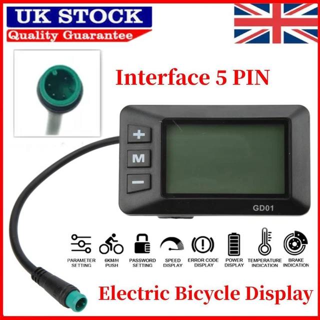 GD01 36/48V ELECTRIC Bicycle E-Bike LCD 5-Pin EBike Display for JN ...