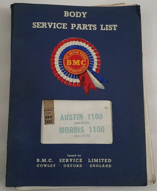 AUSTIN MORRIS 1100 Body Parts List 1964 AKD3447 - BMC - Classic Car ...
