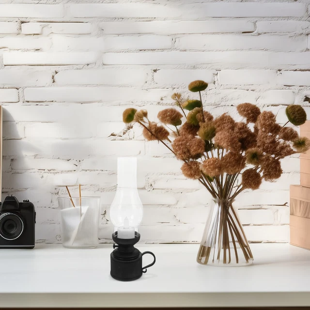 RETRO ELECTRONIC KEROSENE Lamp Vintage Lantern Desktop LED Candle Lamp ...