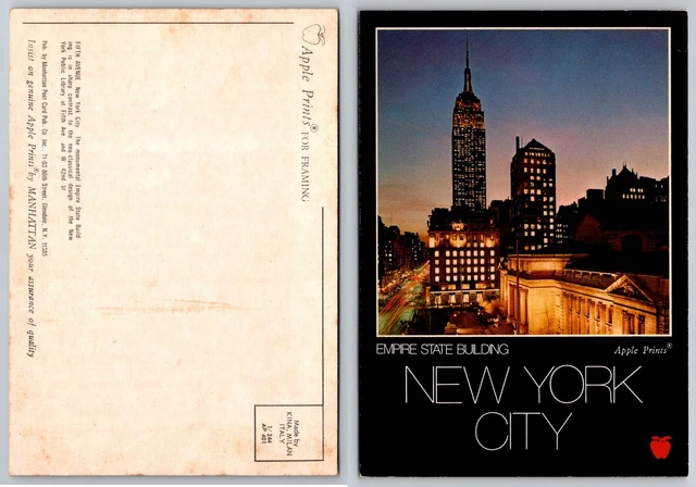 EMPIRE STATE BUILDING New York City Apple Prints Postcard Night View £1 ...