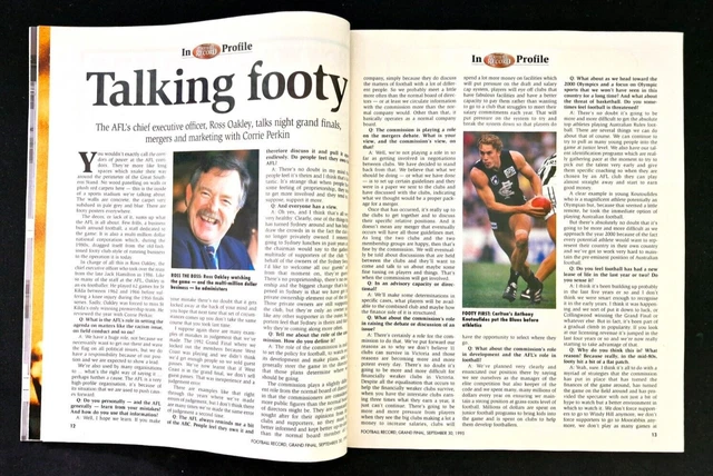 1995 AFL GRAND FINAL Football Record 🏉 CARLTON BLUES v Cats 🏆 Souvenir ...