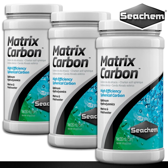 SEACHEM 3 X 250 ML Matrixcarbon Charbon Actif Haut Entfernungskapazität ...