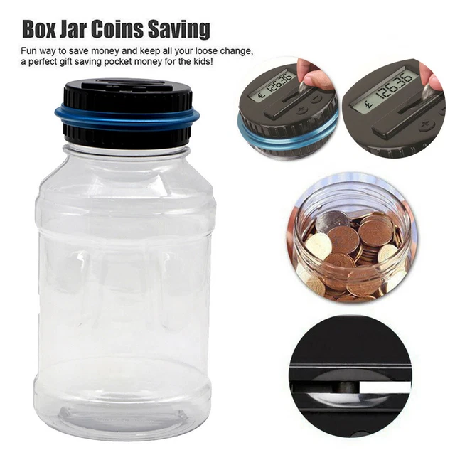 PLASTIC LARGE DIGITAL Coin Counting Money Saving Box Electronic Piggy ...