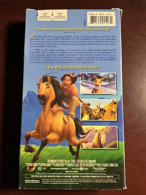 DREAMWORKS SPIRIT STALLION of the Cimarron VHS 2002 Horse Home Movie ...