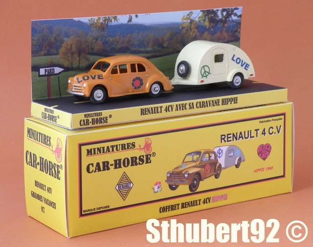 CAR-HORSE RENAULT 4cv 4 cv caravane hippie baba cool style Dinky fin de ...