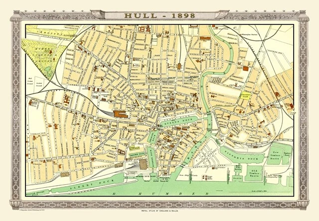 MAP OF HULL 1898 from the Royal Atlas by Bartholomew - 1000 Piece ...