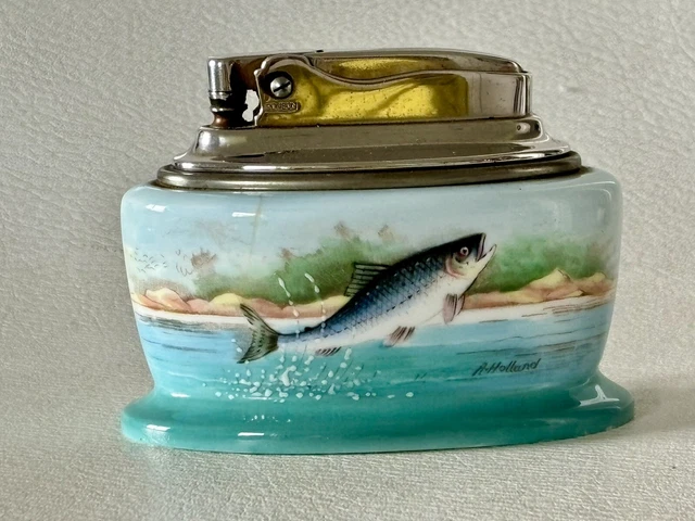VINTAGE MINTON BONE China Ronson Table Lighter - Leaping Salmon £22.95 ...