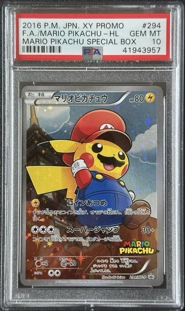 2016 POKEMON PIKACHU Mario Poncho Full Art Japanese XY Promo #294 PSA ...
