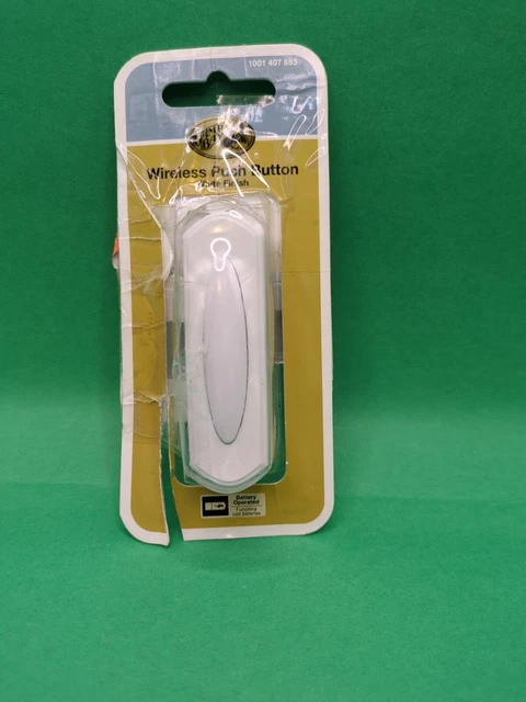 HAMPTON BAY WIRELESS Battery Operated Doorbell Push Button White Finish ...
