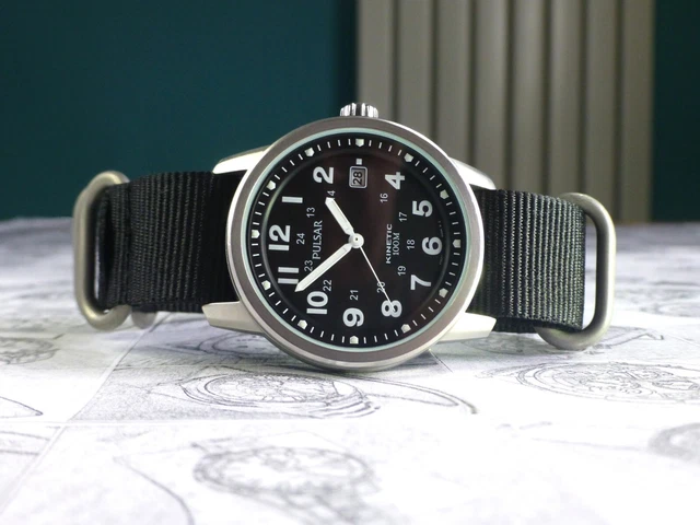 PULSAR BY SEIKO Kinetic Military Field Watch - New Crystal, Capacitor ...