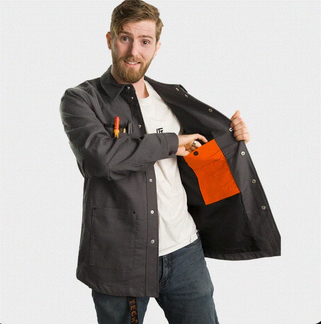 LINUS TECH TIPS Mens Workshop Work Jacket M Flame/Water/Chemical ...