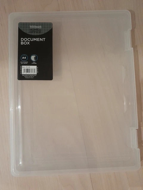 WHSMITH CLEAR A4 Plastic Box File Case Bound Clip Closure £3.10 ...